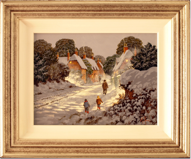 Richard Telford, original painting, Village in Snow