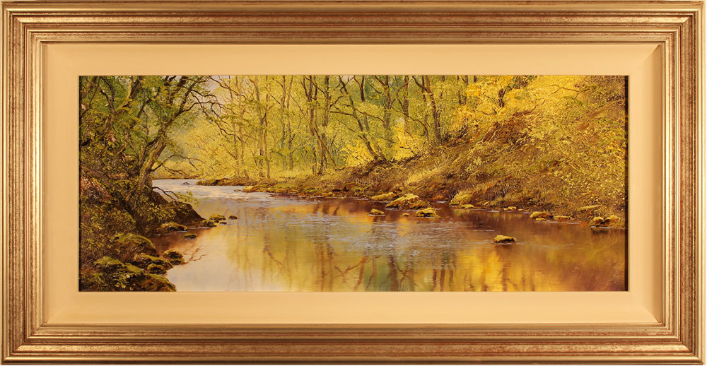 Terry Evans, Original oil painting on canvas, River Derwent 30x12ins ...