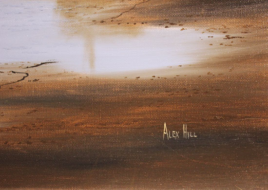 Alex Hill, original painting, Moonlight at Whitby Harbour