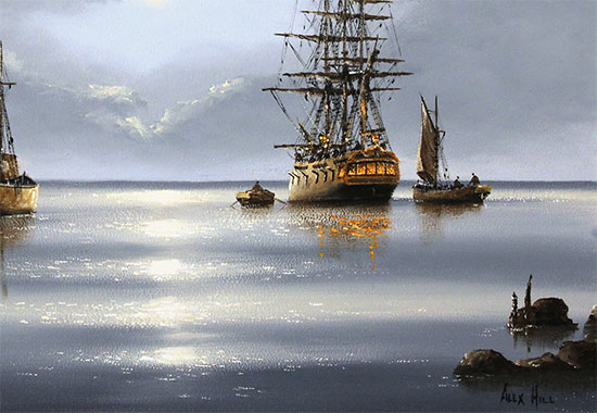 Set Sail at Dawn | Original painting by Alex Hill | York Fine Arts