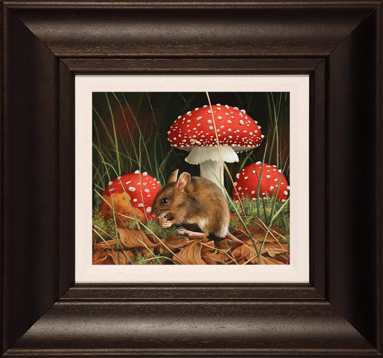Carl Whitfield, original painting, Mouse and Toadstool