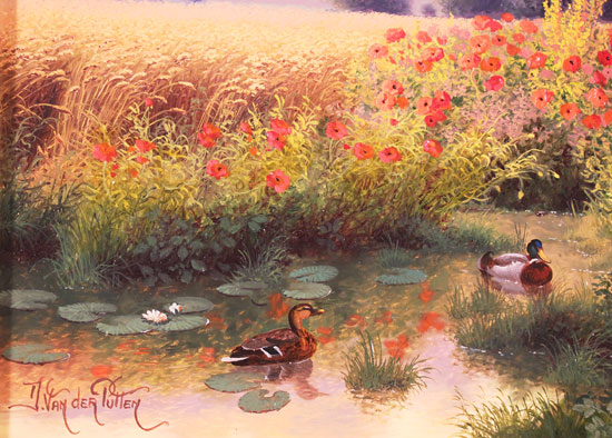 Daniel Van Der Putten, original painting, Sun Setting on the Poppy Field