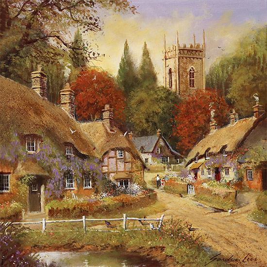 Old English Village Painting