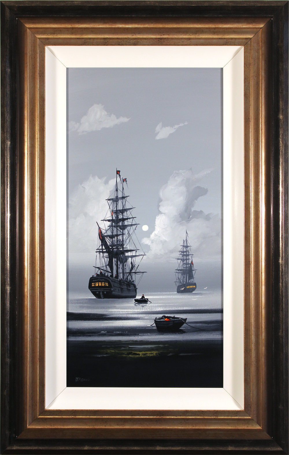 Les Spence, original painting, Moored off the East Yorkshire Coast I
