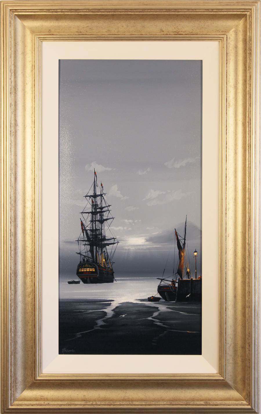 Moored in Whitby Harbour II | Original painting by Les Spence | York ...