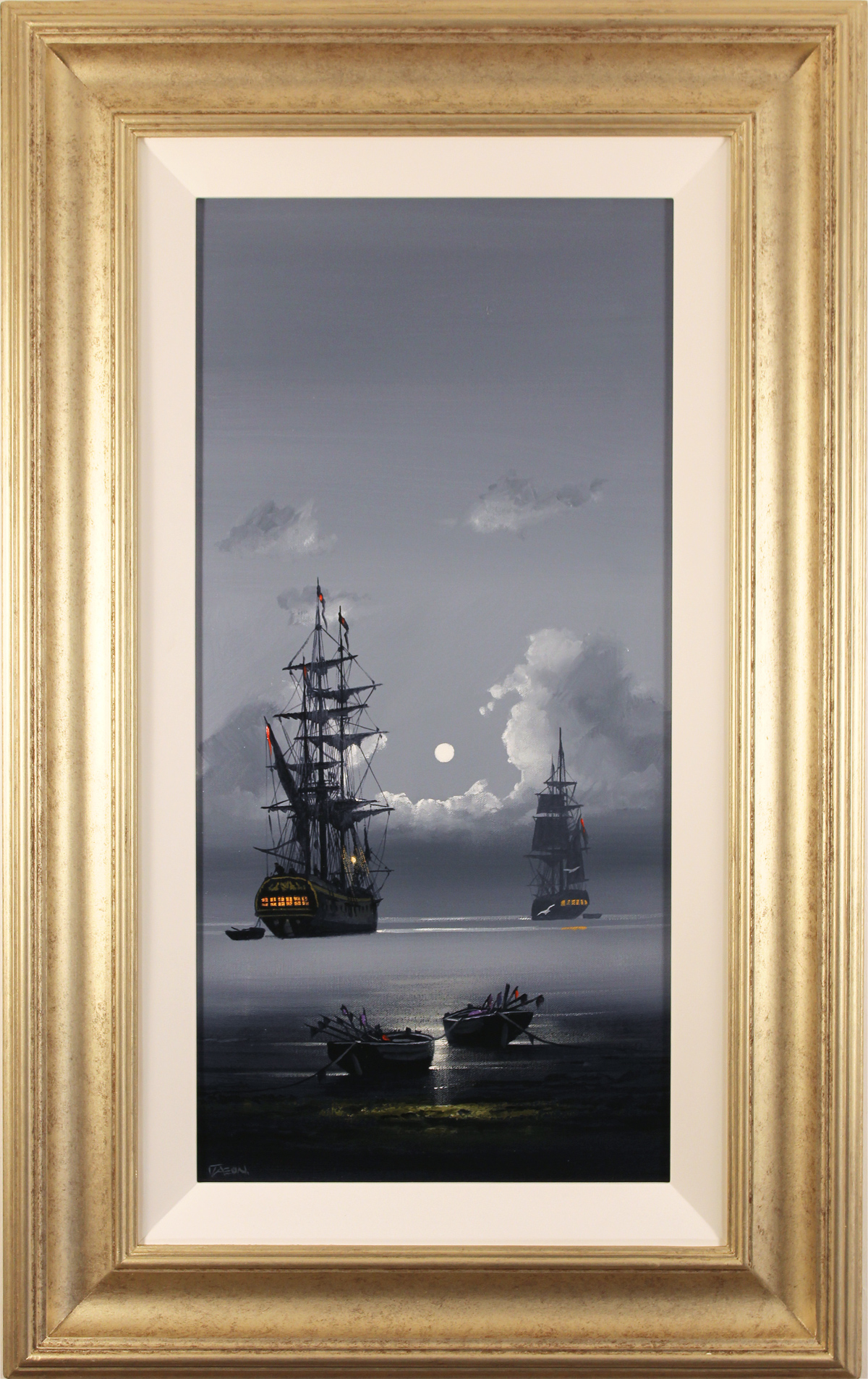 Moored in Whitby Harbour I | Original painting by Les Spence | York ...