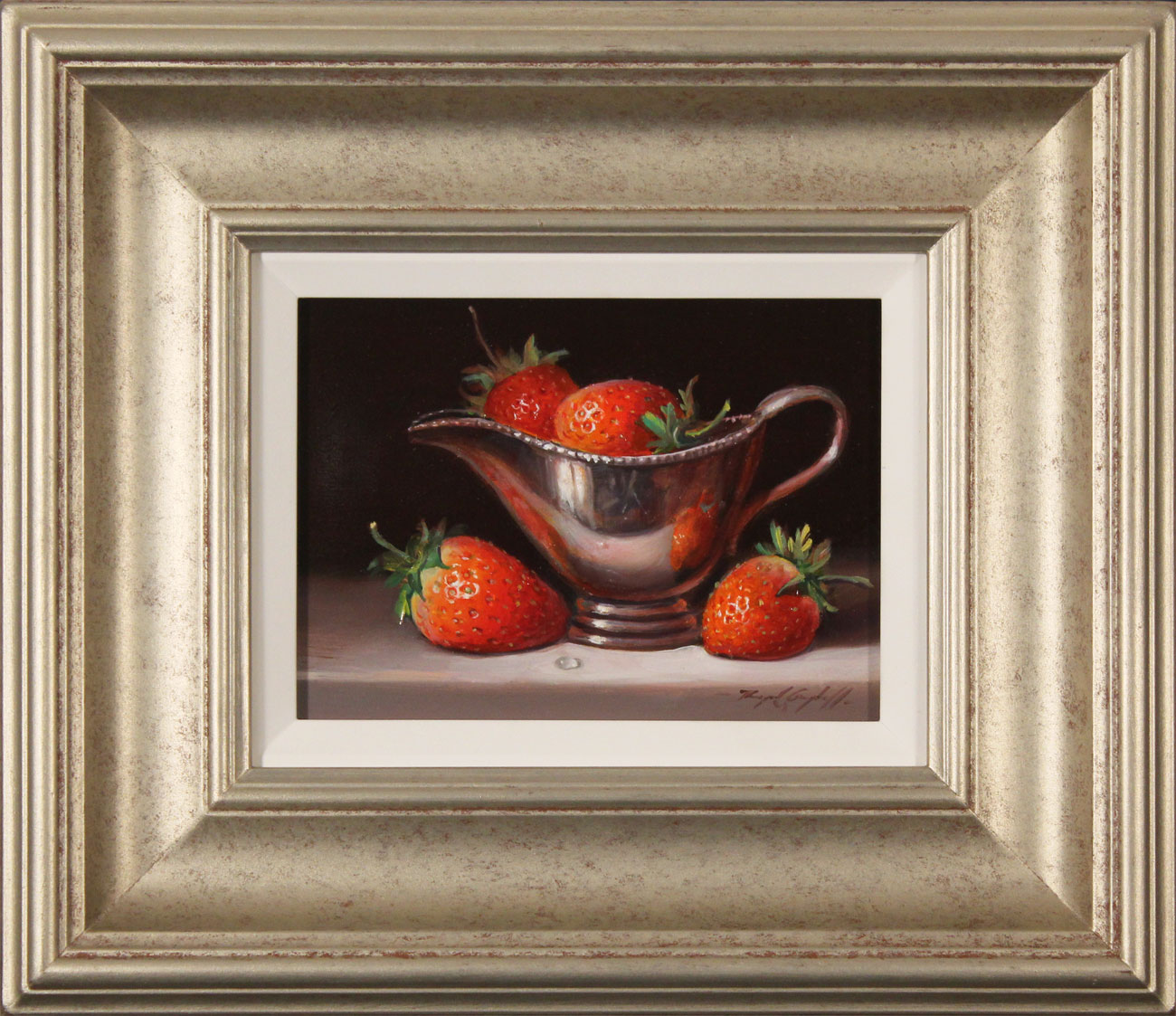 Raymond Campbell, original painting, Strawberries and Silver