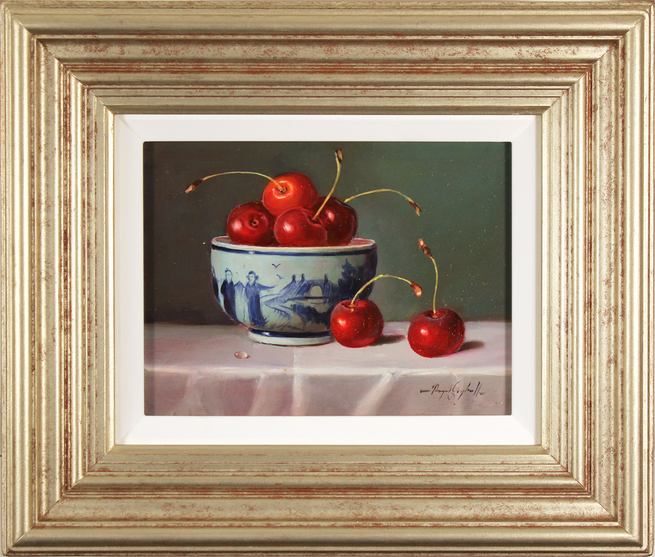 Raymond Campbell, original painting, Bowl of Cherries