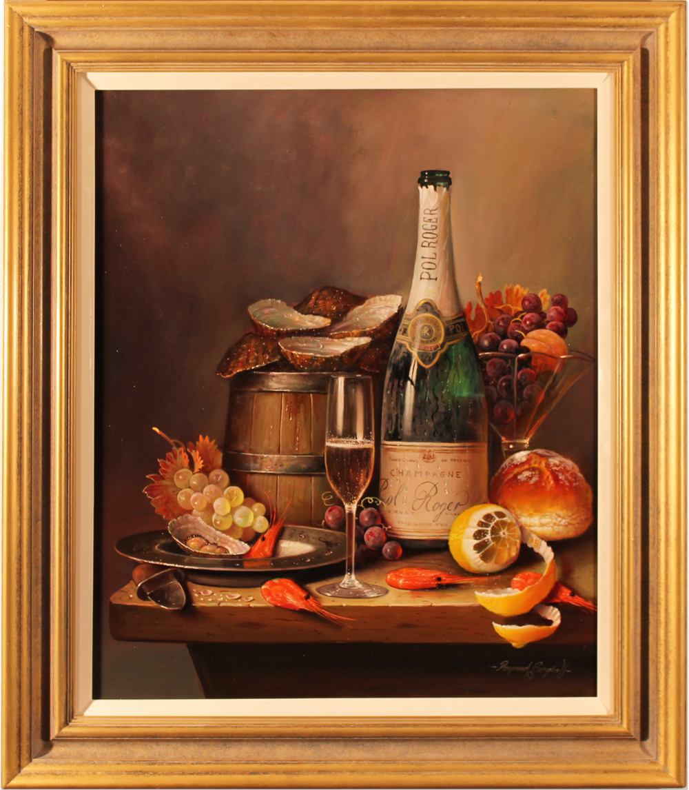 Raymond Campbell, original painting, Pol Roger, Still Life