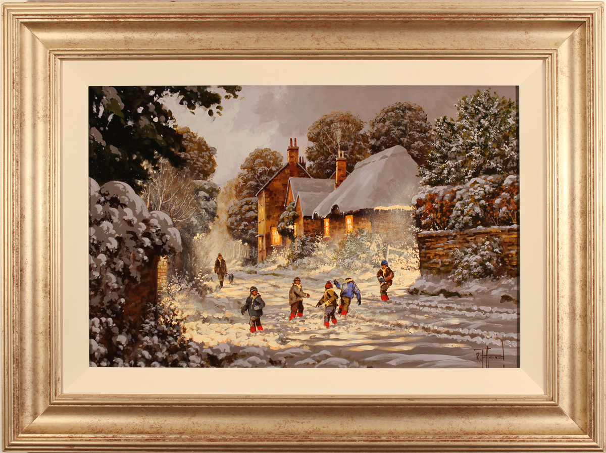 Richard Telford, original painting, Village in Snow