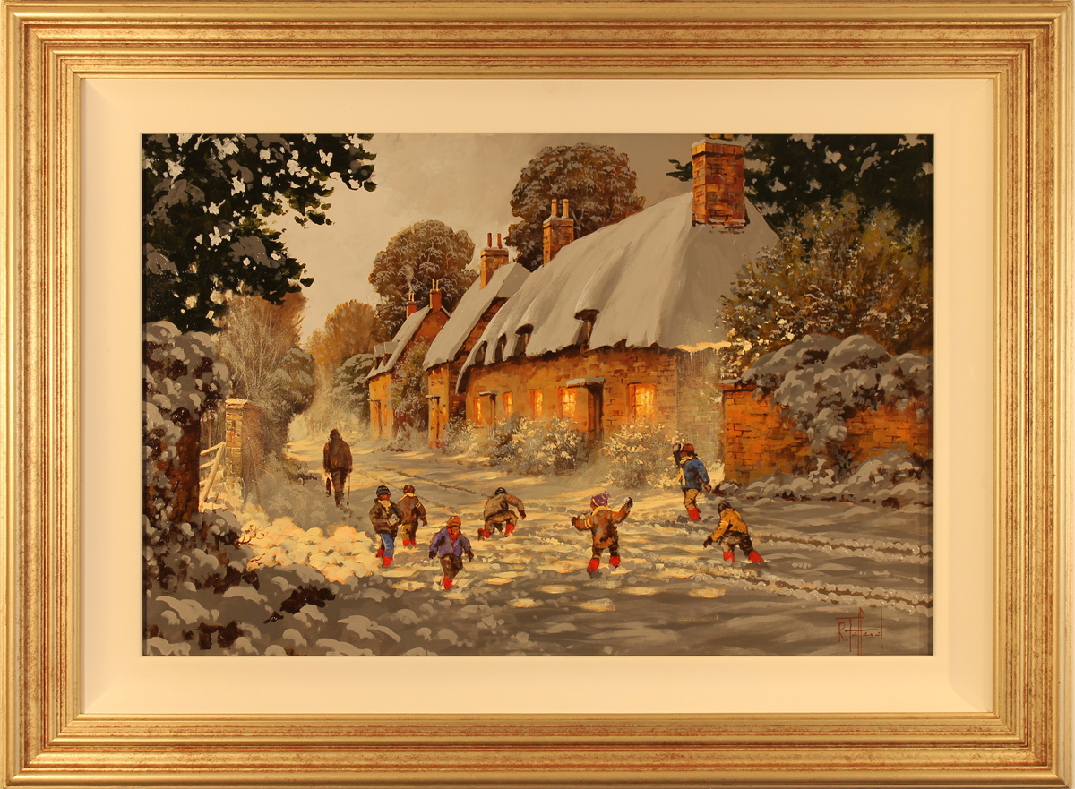 Richard Telford, original painting, Children Playing in the Snow