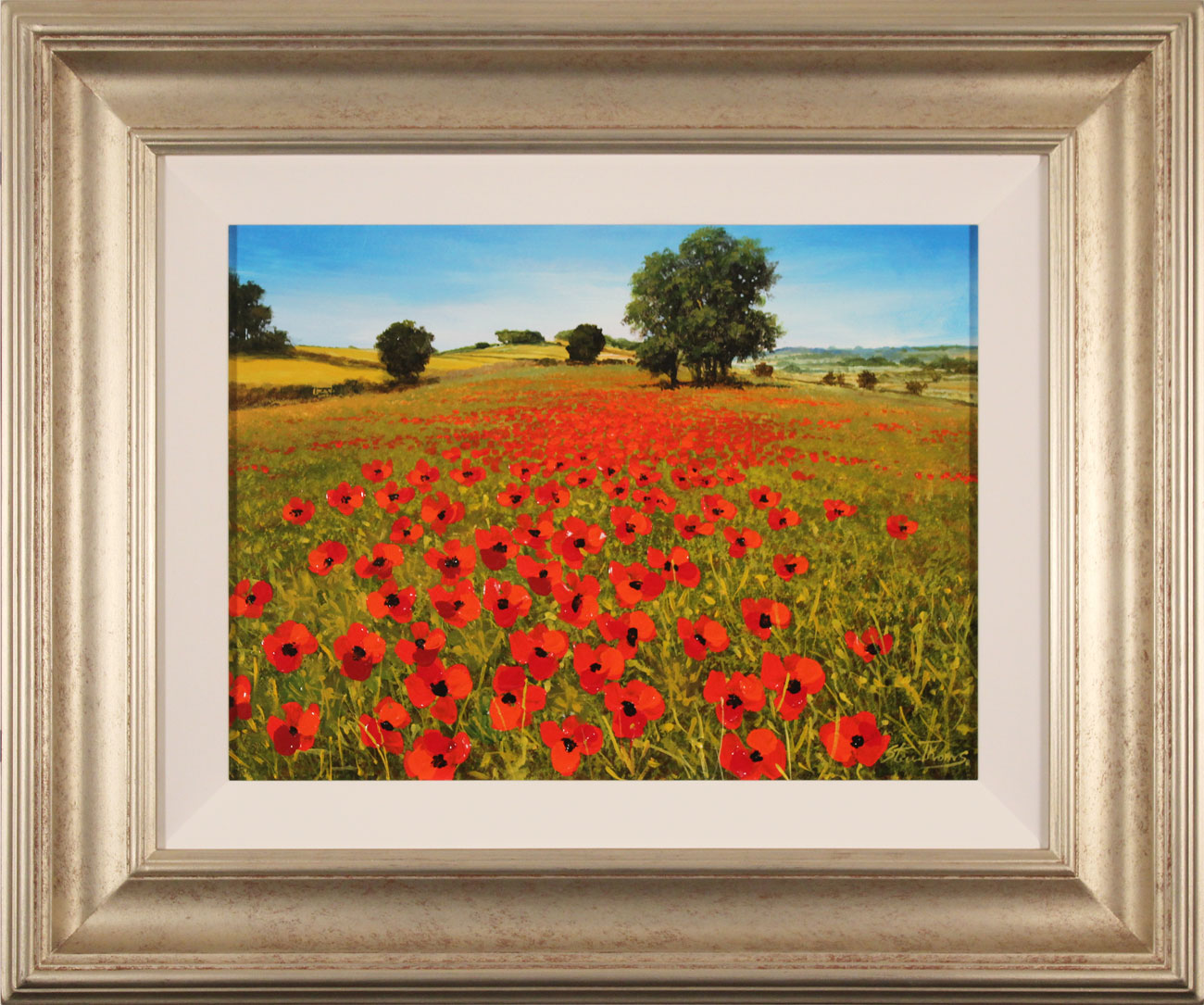 Steve Thoms, Original oil painting on panel, Poppy Fields, Yorkshire ...